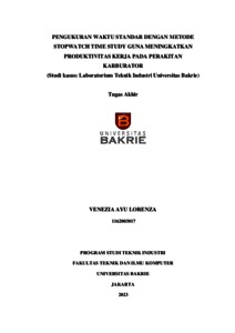 PENGUKURAN WAKTU STANDAR DENGAN METODE STOPWATCH TIME STUDY GUNA MENINGKATKAN PRODUKTIVITAS ...